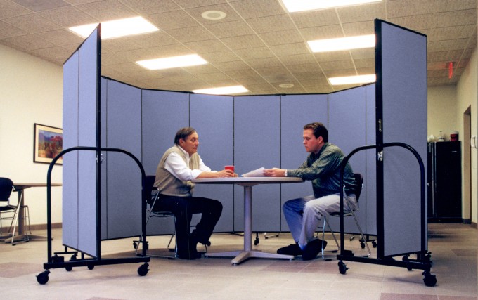 Round Room Divider Walls-Screenflex Portable Partitions