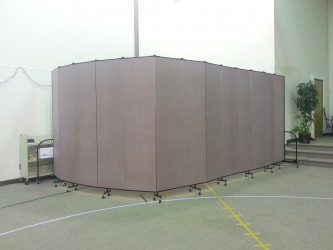 Storage Pods in a Church Multipurpose Room • Screenflex