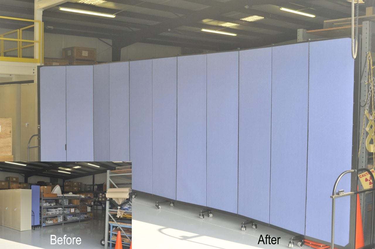Screenflex Rolling Dividers Separate a Factory into Usable Space