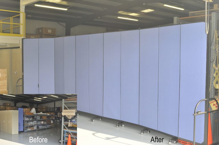Screenflex Rolling Dividers Separate a Factory into Usable Space