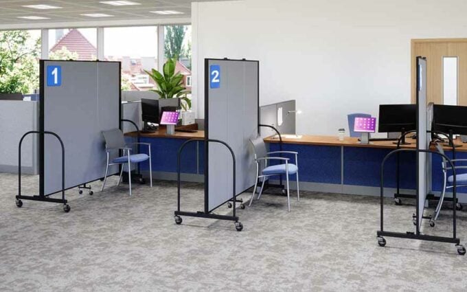 DMV Station Separation - Screenflex Portable Room Dividers