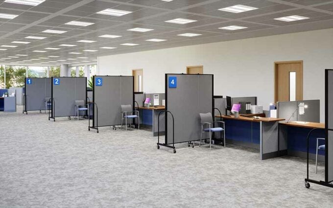 DMV Station Separation - Screenflex Portable Room Dividers