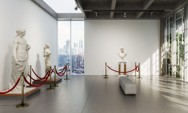 Clear Barriers for Museum Displays - Screenflex Portable Room Dividers