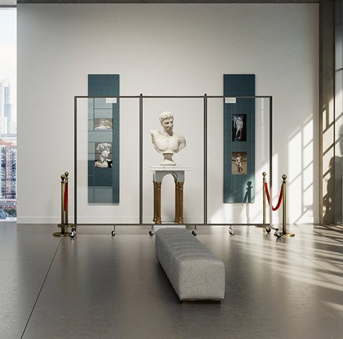 Clear Barriers for Museum Displays - Screenflex Portable Room Dividers