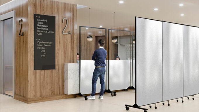 Plexiglass Reception Barriers - Screenflex Portable Room Dividers