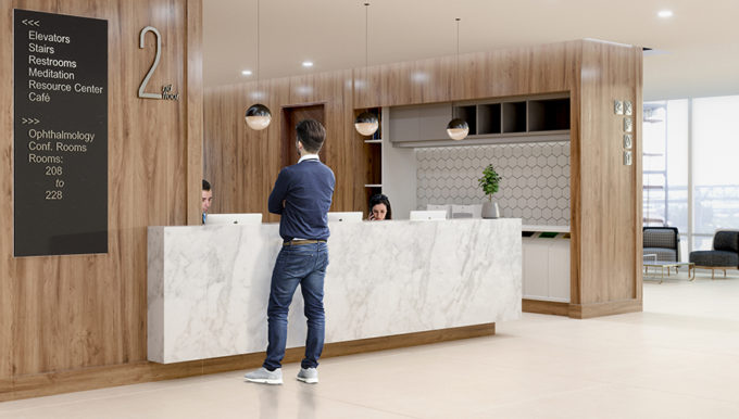 Plexiglass Reception Barriers - Screenflex Portable Room Dividers