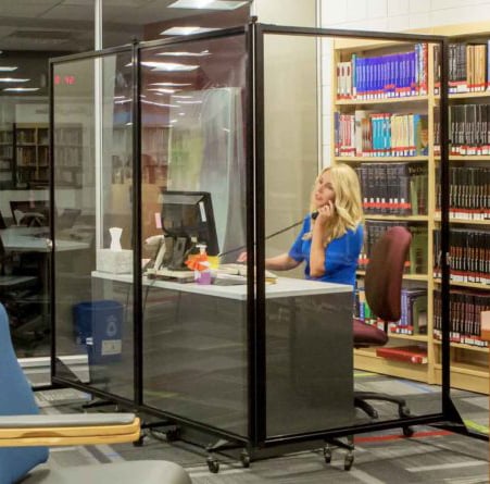 Educator Desk Germ Barrier - Screenflex Portable Room Dividers