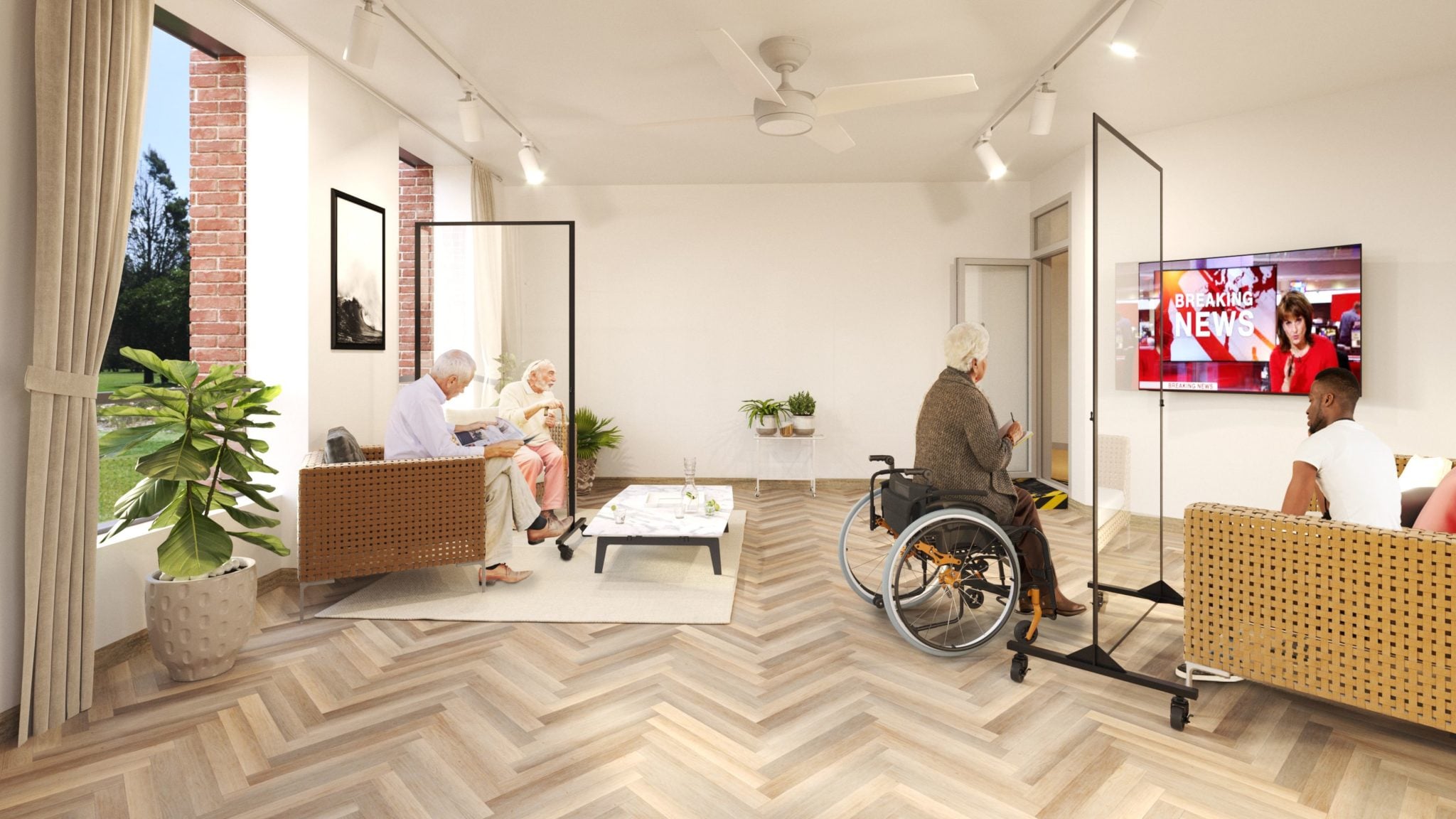 Senior Activity Room Partitions - Screenflex Portable Room Dividers