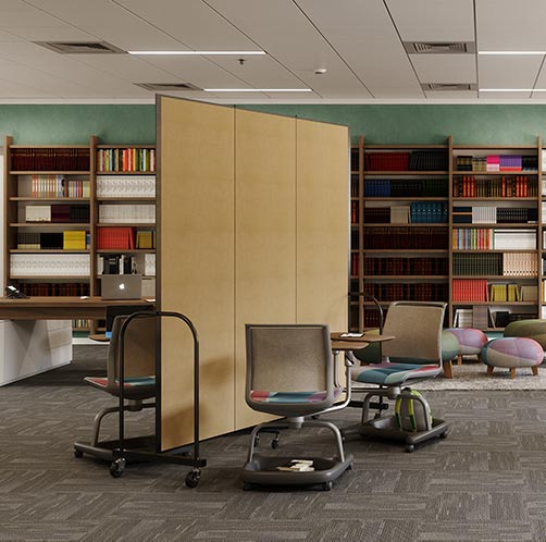 Library Pods for Workspace Privacy - Screenflex Dividers