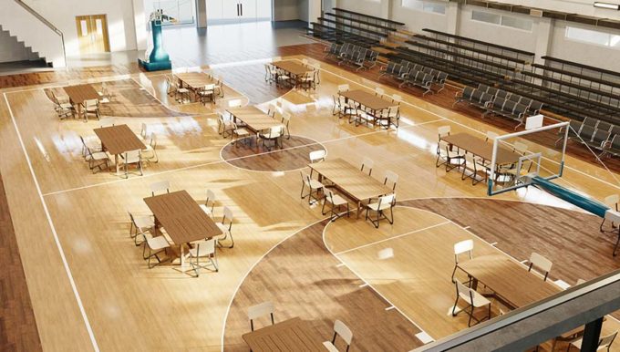 Temporary Classroom Gym Space - Screenflex Portable Room Dividers