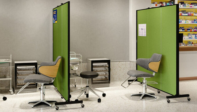 Health Clinic Safety Screens - Screenflex Portable Room Dividers
