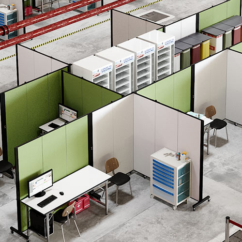 Warehouse Used as Vaccine Clinic or Other Office Space - Screenflex