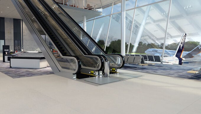 Airport Escalator Maintenance Barrier - Screenflex Portable Room Dividers