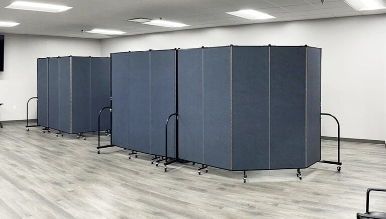 Vaccination Clinic Privacy Cubicles - Screenflex Portable Room Dividers